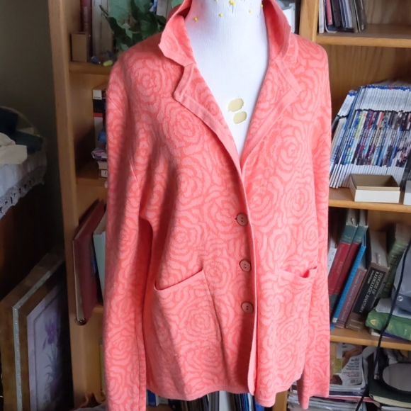 issac | Sweaters | Rose Jacquard Design Sweater Jacket | Poshmark